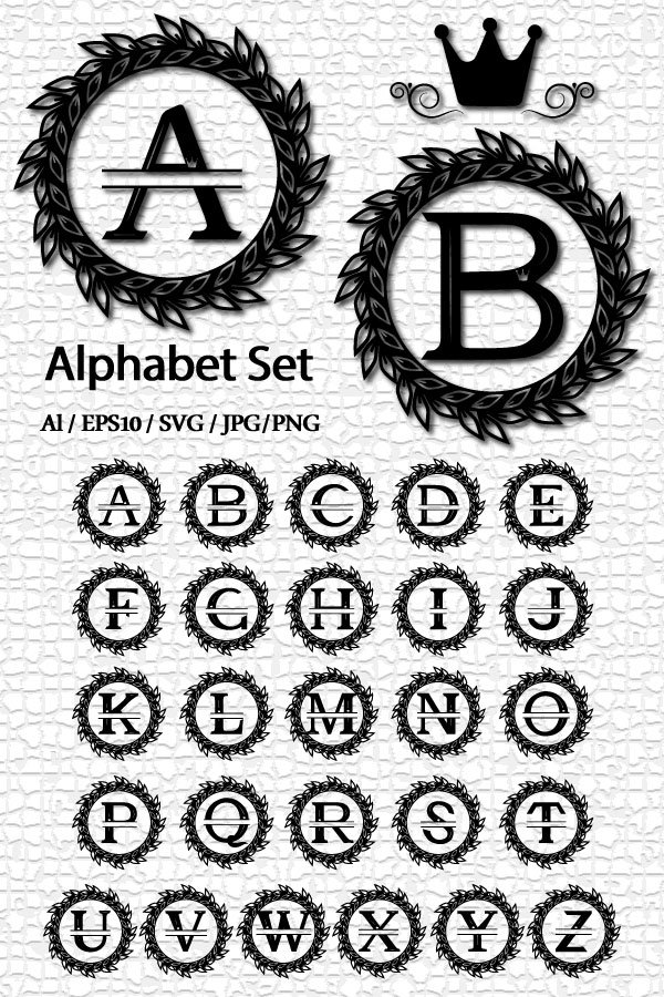 Alphabet Monogram with Wreath