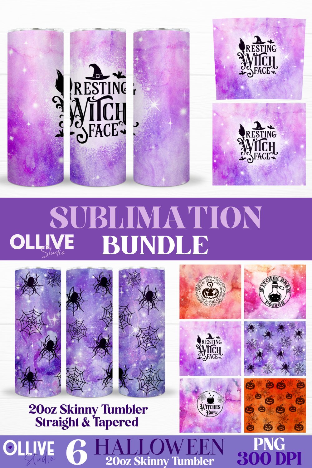 Halloween Skinny Tumbler Wrap Sublimation Bundle