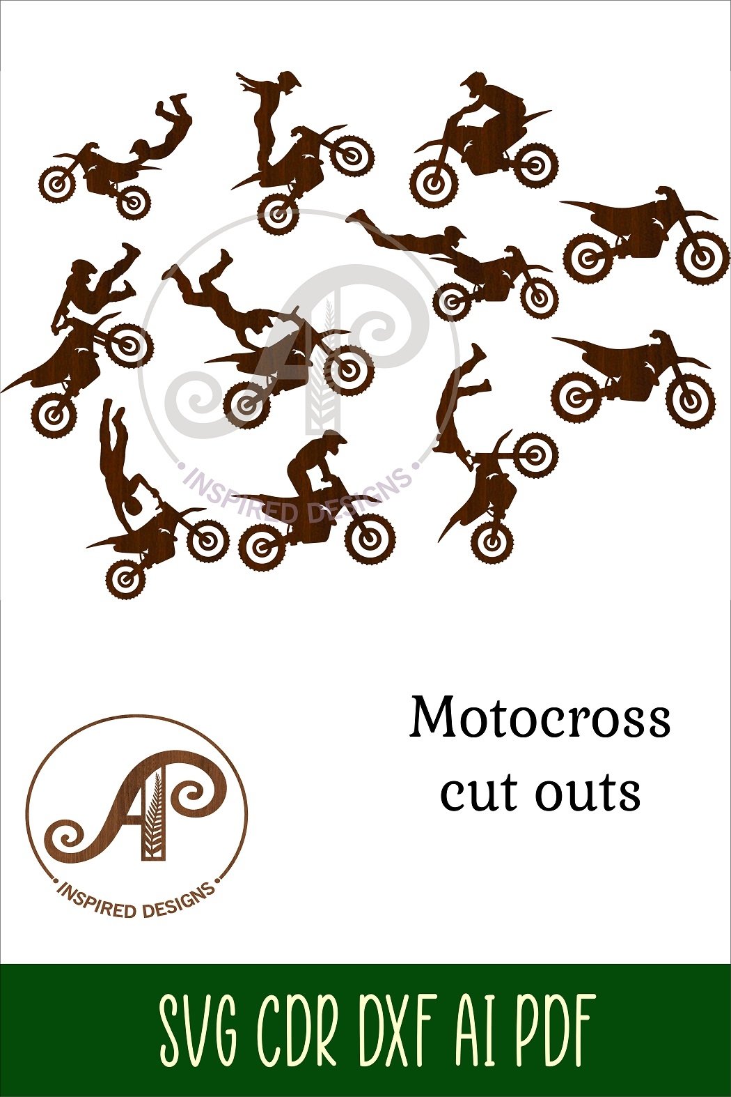 Motocross, motorbike SVG bundle. 11 designs