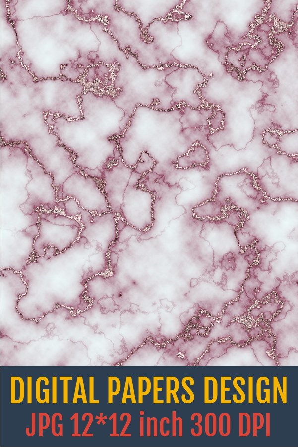 Digital Papers Marble With Pink Gold (1225653)