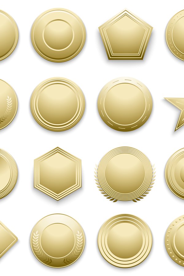 Vector blank gold labels set