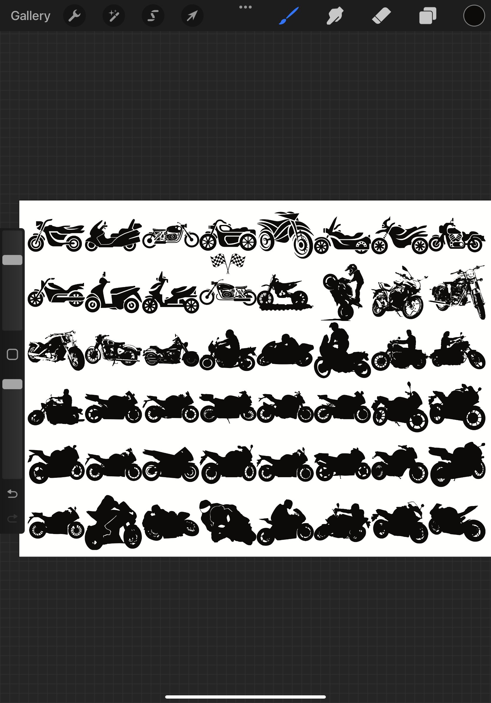 Motorcycle Silhouette Set 2 Procreate Brush Stamps 49 Bikes