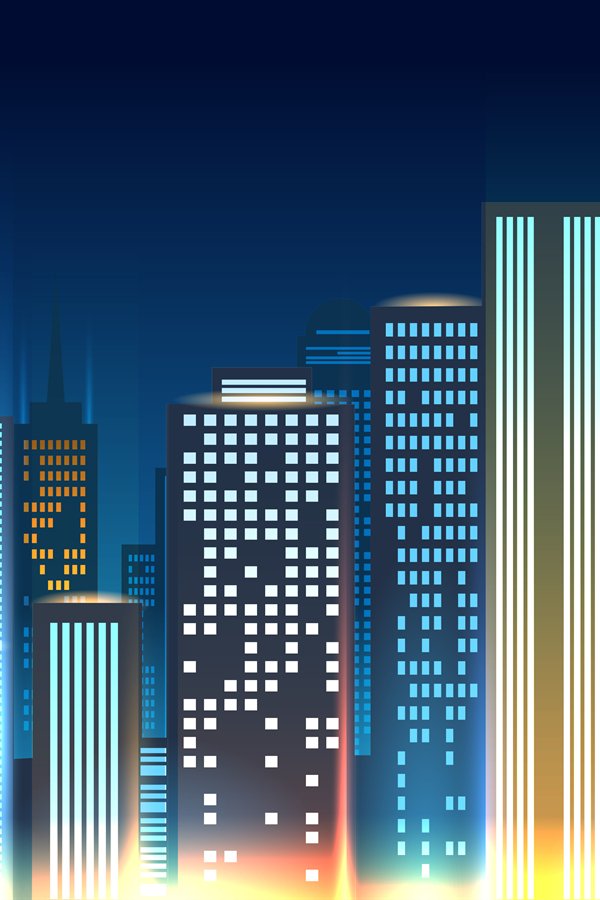 Night city skyline illustration