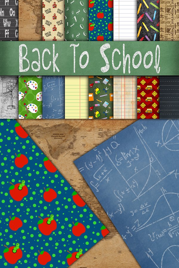 Back To School Digital Paper Textures (37210)