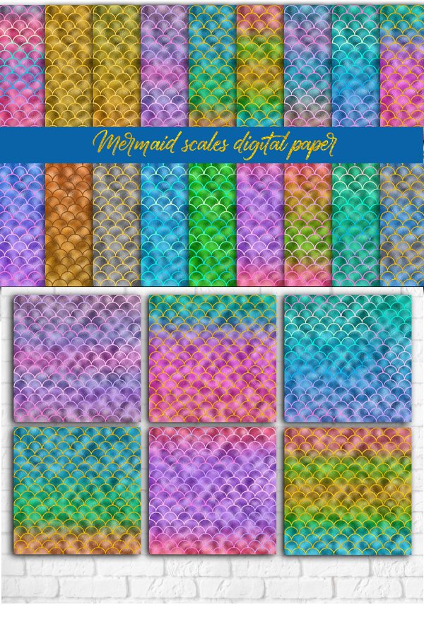 Mermaid scales digital paper
