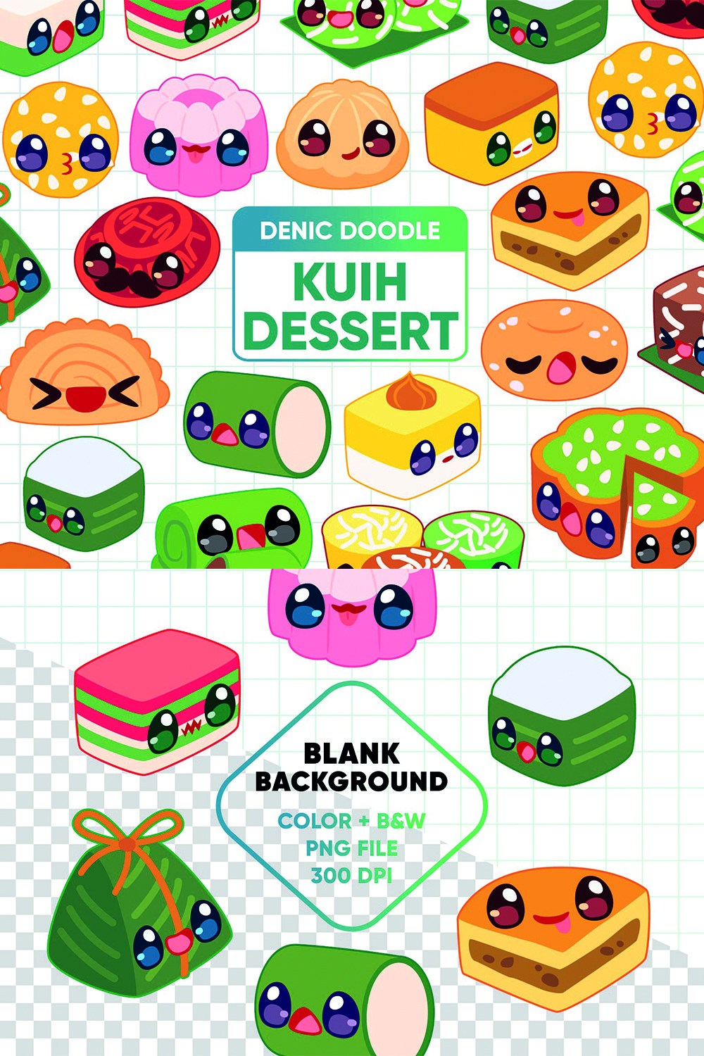 Cute Kuih Clipart - Adorable Malaysian Dessert Illustrations