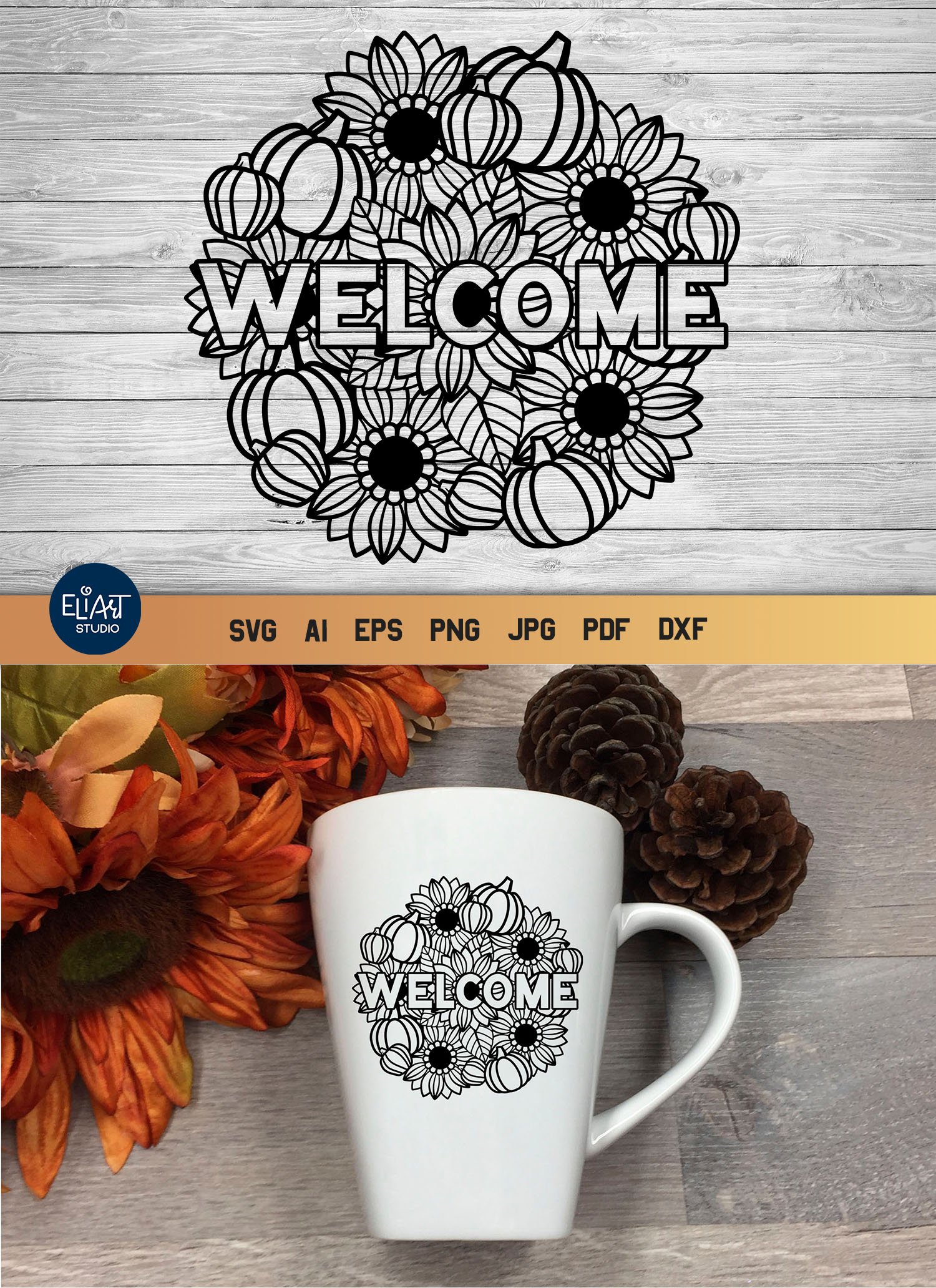 Fall Mandala SVG | Porch Sign SVG | Floral Mandala SVG