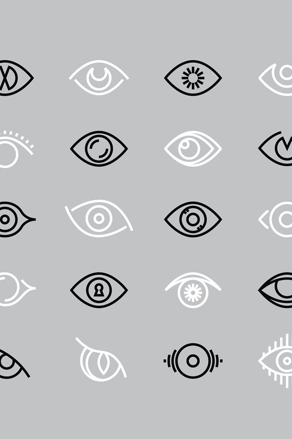 Human eye line icons. Eyesight vector outline pictograms