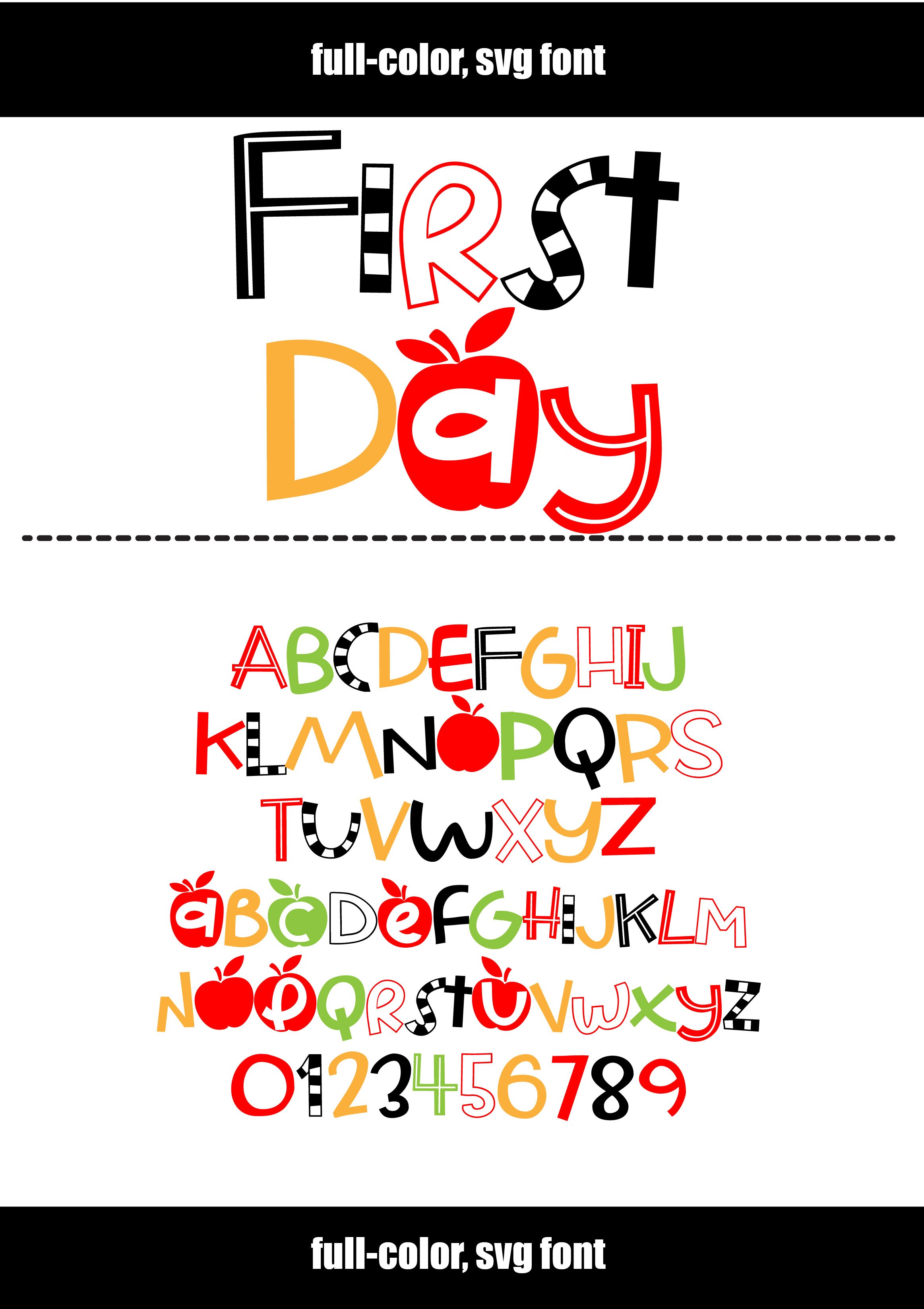 Full Color SVG school and teacher font