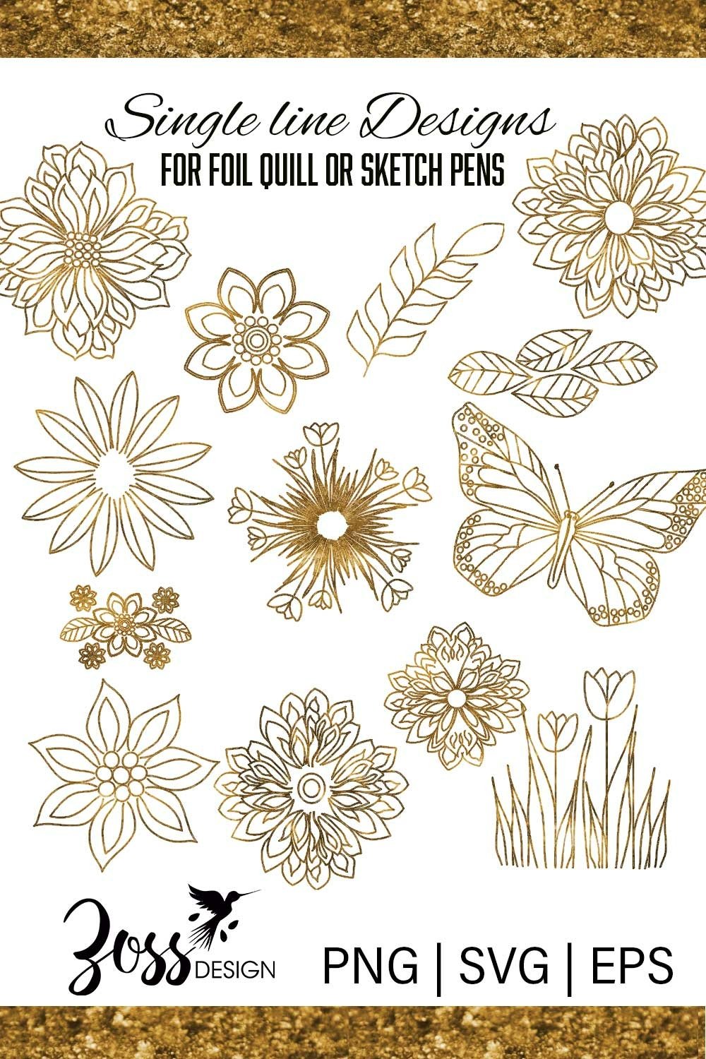 Spring Flower Single Line Design | sketch pens or foil