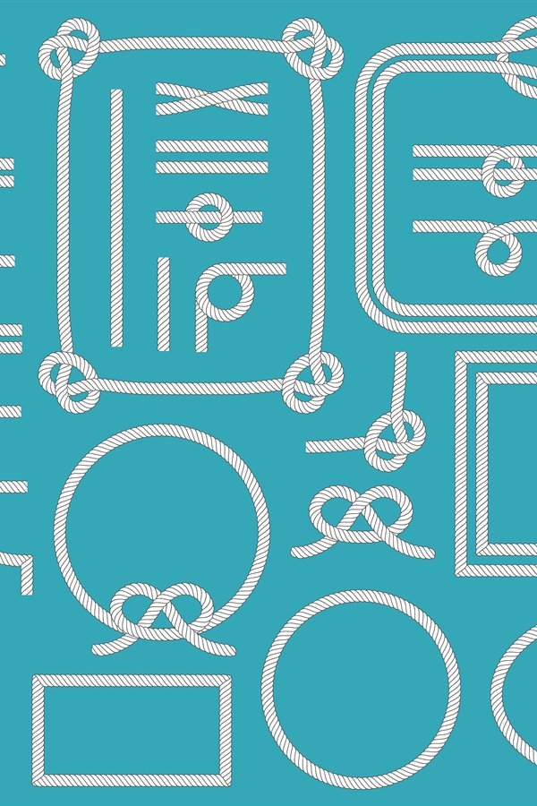 Marine rope frame. Vintage nautical sling corners, boat rope