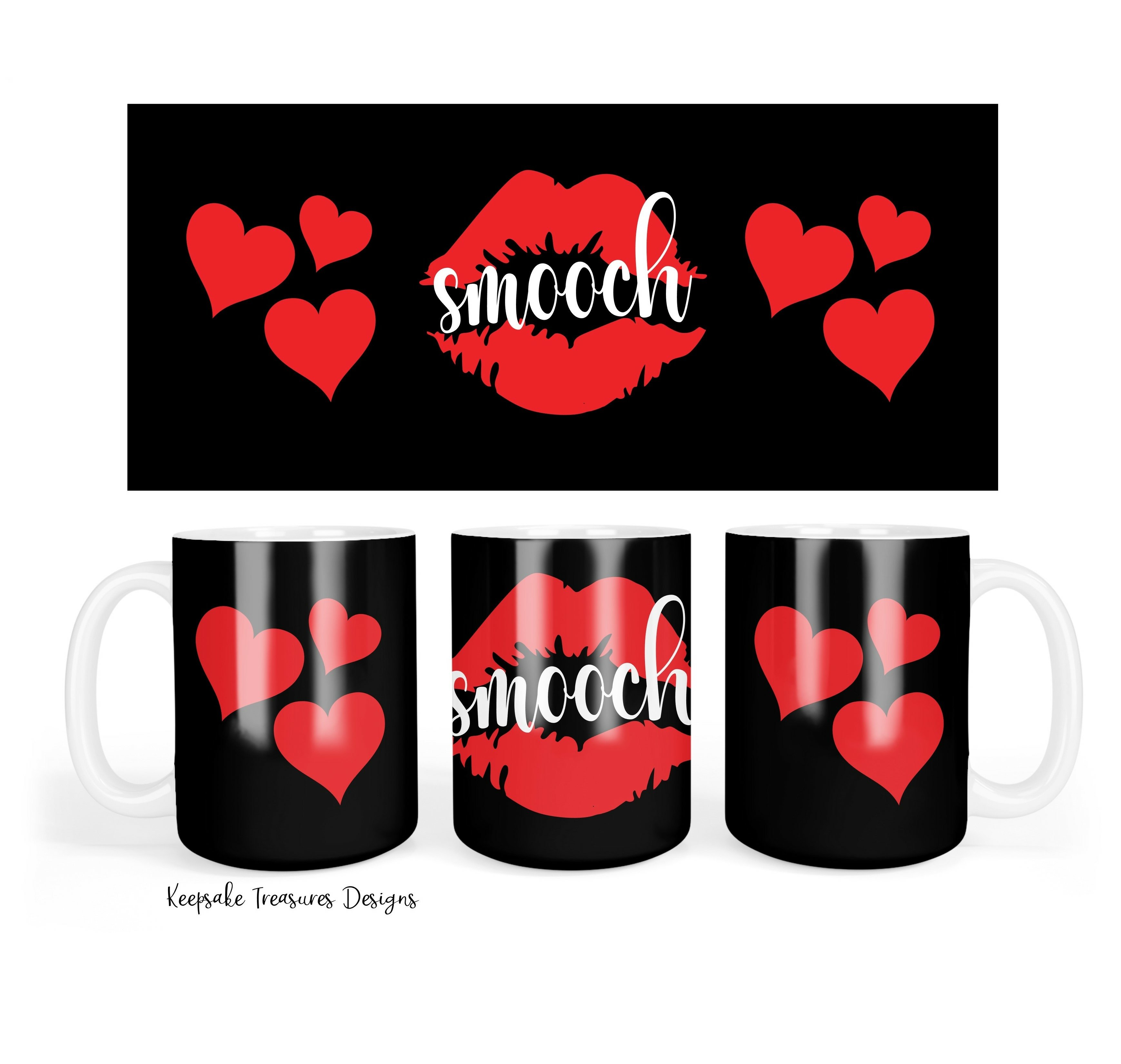 Smooch 11 and 15 oz., Mug Template, Valentine