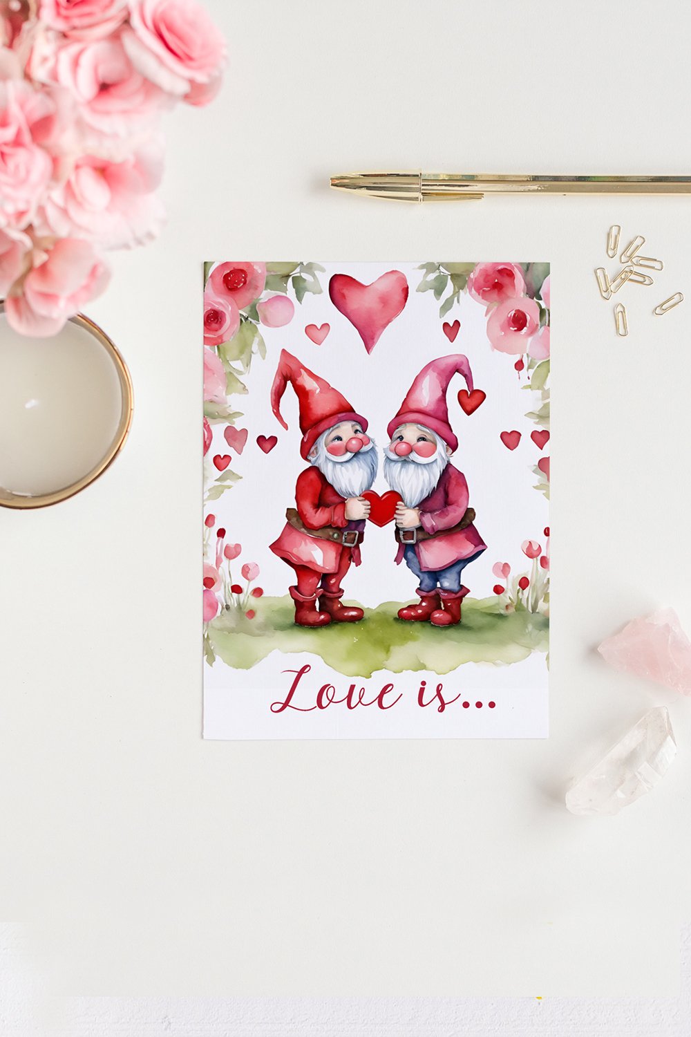 Gnomes in Love, Valentines Day Card