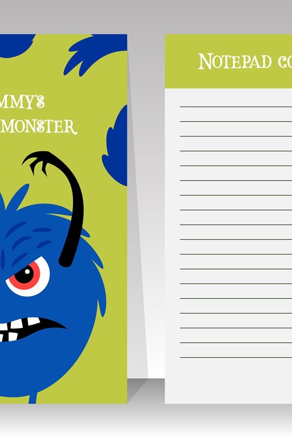 Cute notebook template with angry monster