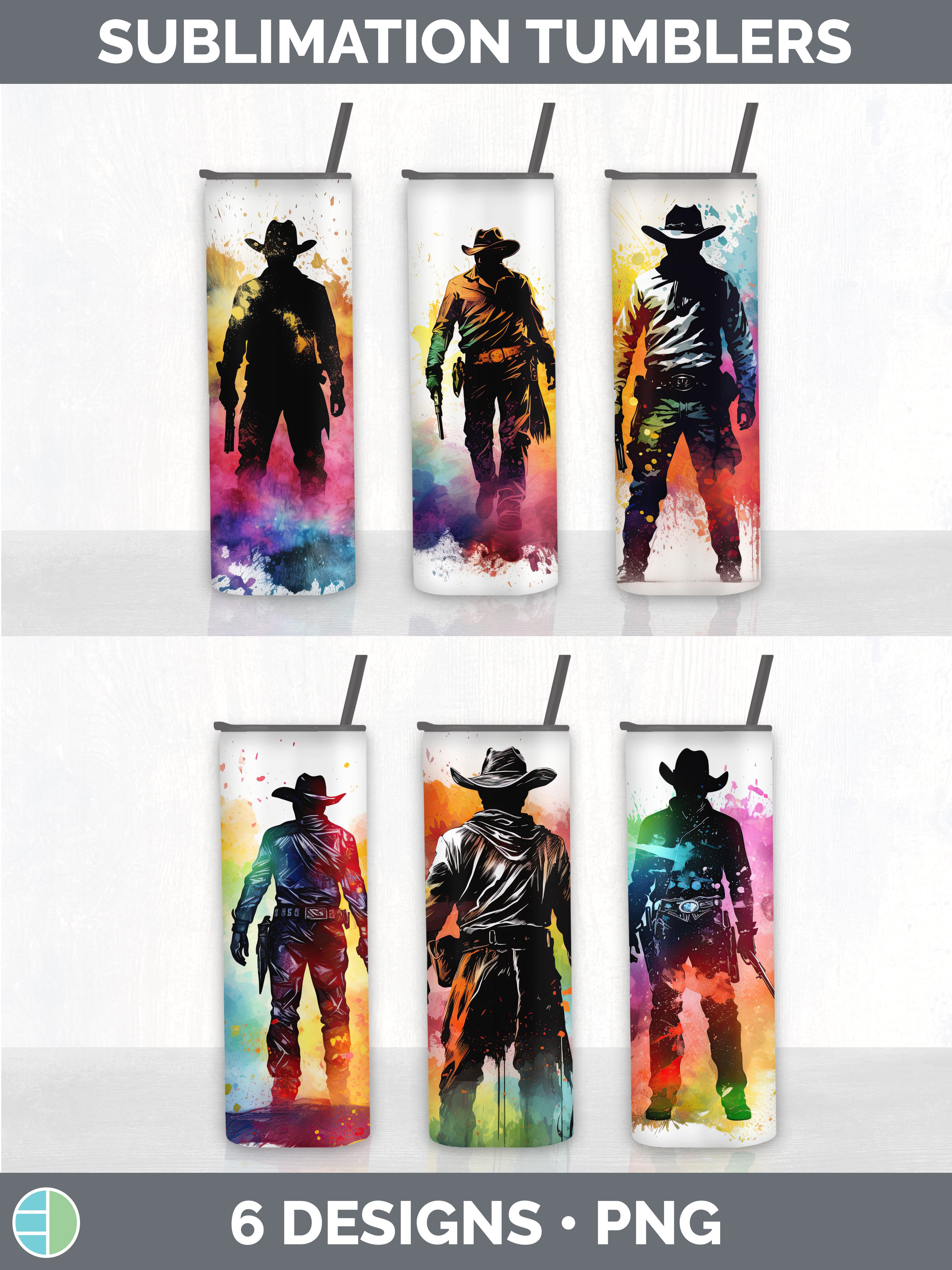 Rainbow Cowboy Tumbler | Sublimation 20 oz Skinny Tumbler De