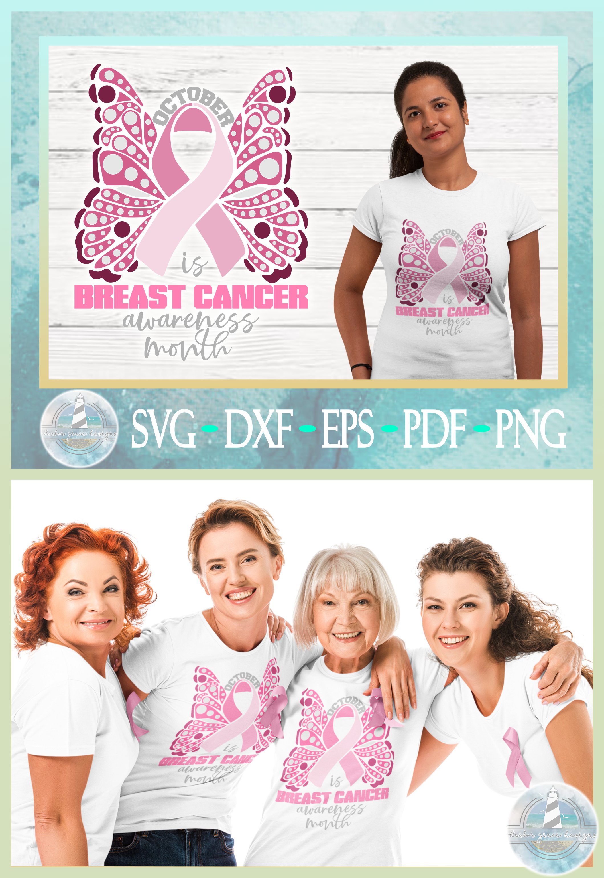 Awareness Ribbon Butterfly Breast Cancer SVG