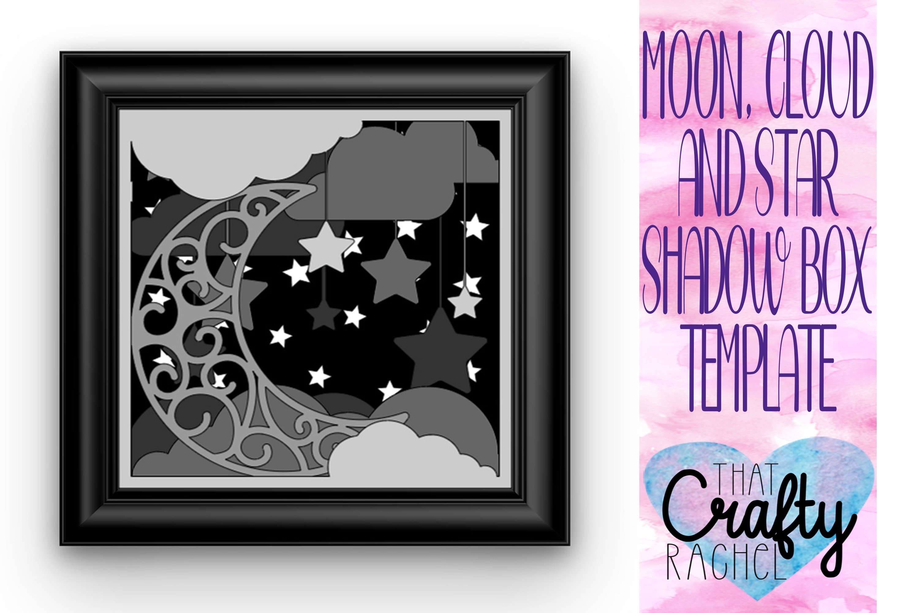 Moon, Stars and Clouds Light Shadow Box