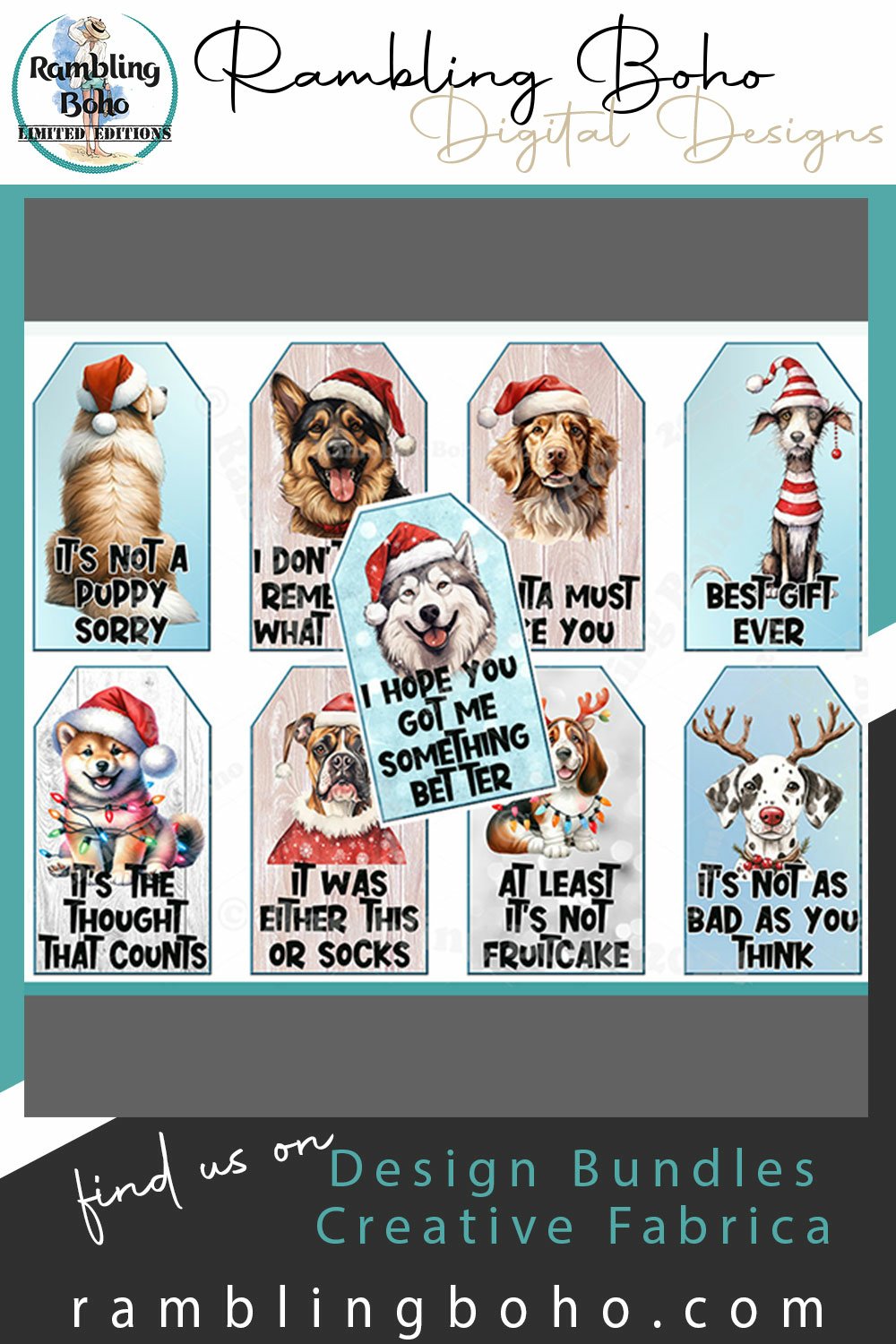 Christmas Holiday Dog Gift Tag Bundle 2