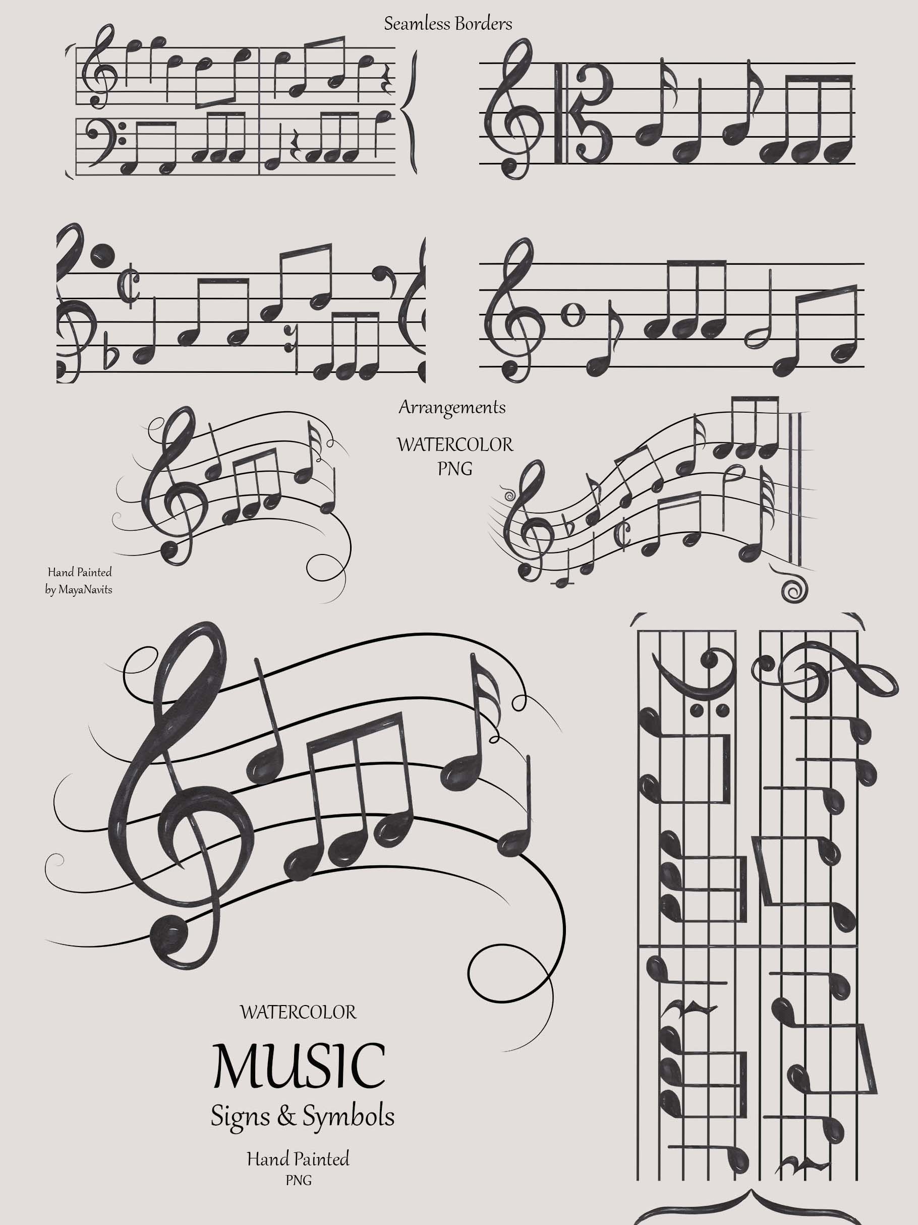 Watercolor Music Signs & Symbols Bundle