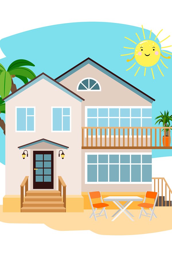 Cartoon beach house