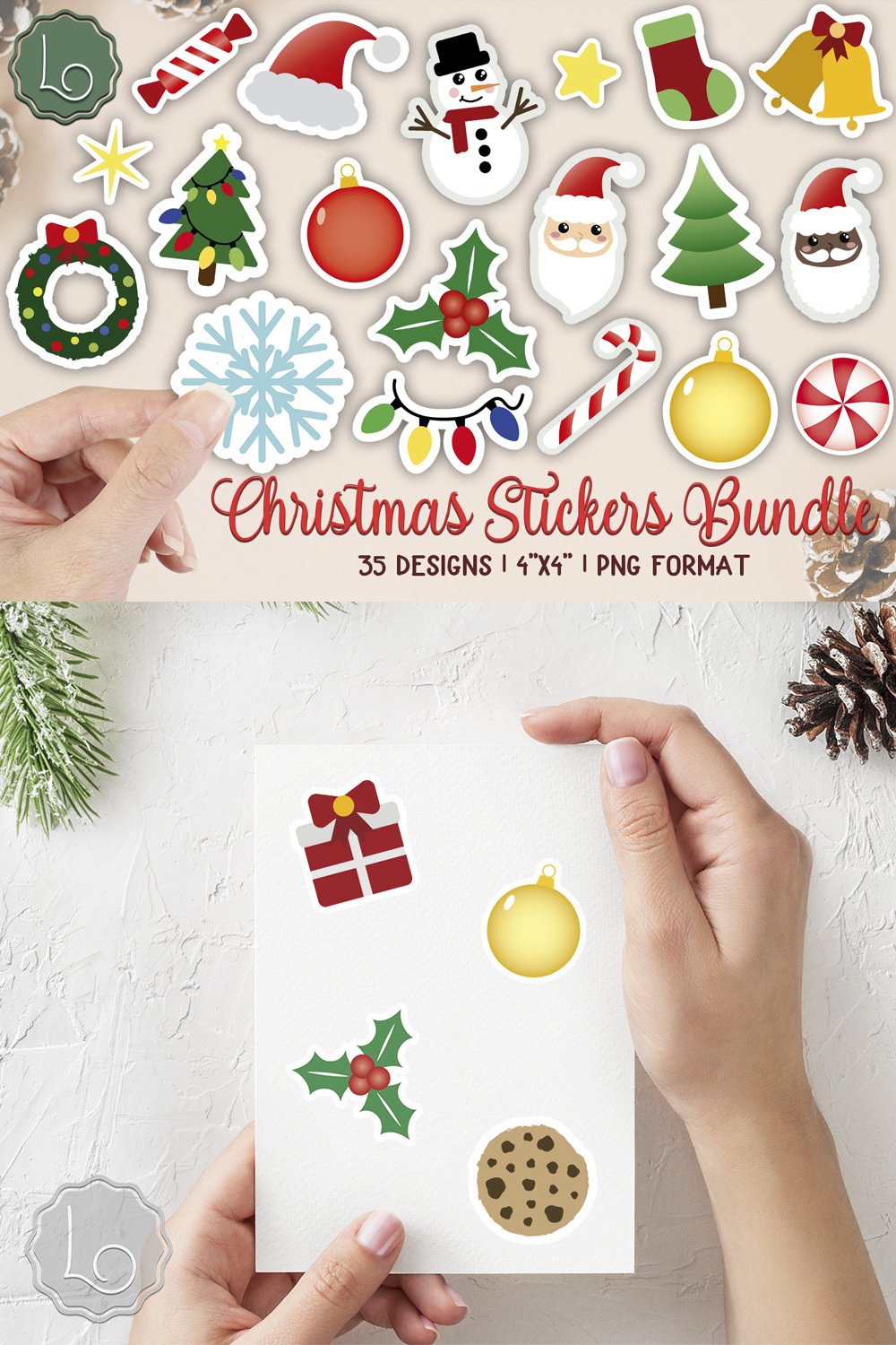 35 Printable Christmas Stickers Bundle