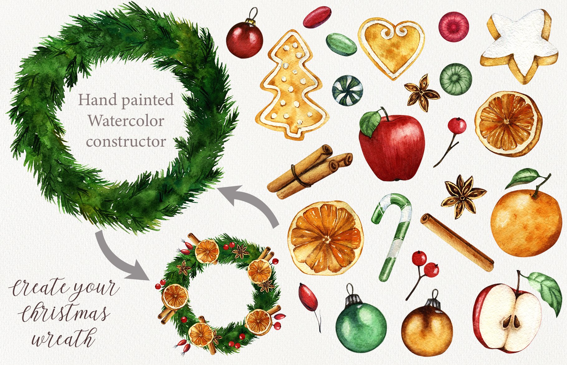 Watercolor Christmas wreath (926259)