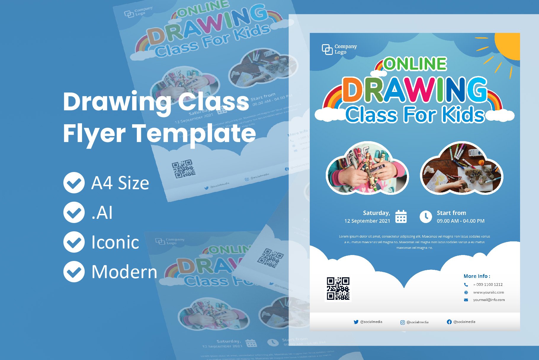 Online Drawing Class Flyer Brochure Template