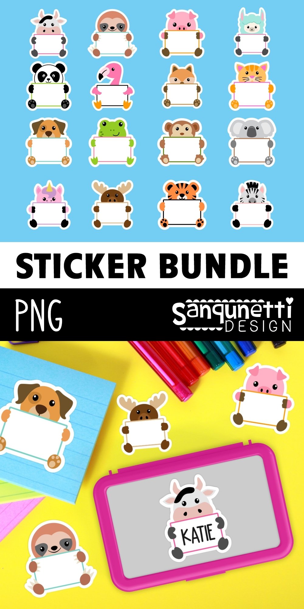 Animals holding signs stickers