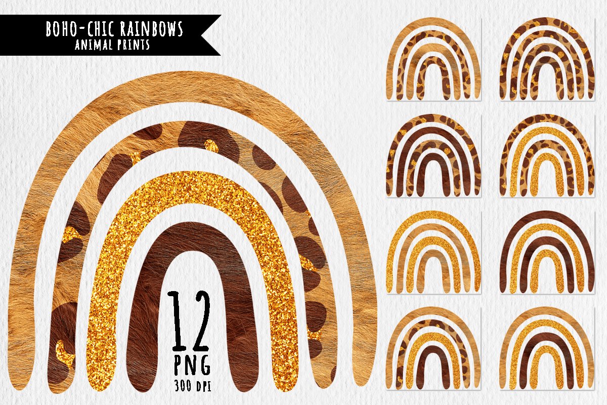 Boho-chic rainbows. Animal prints. Leopard