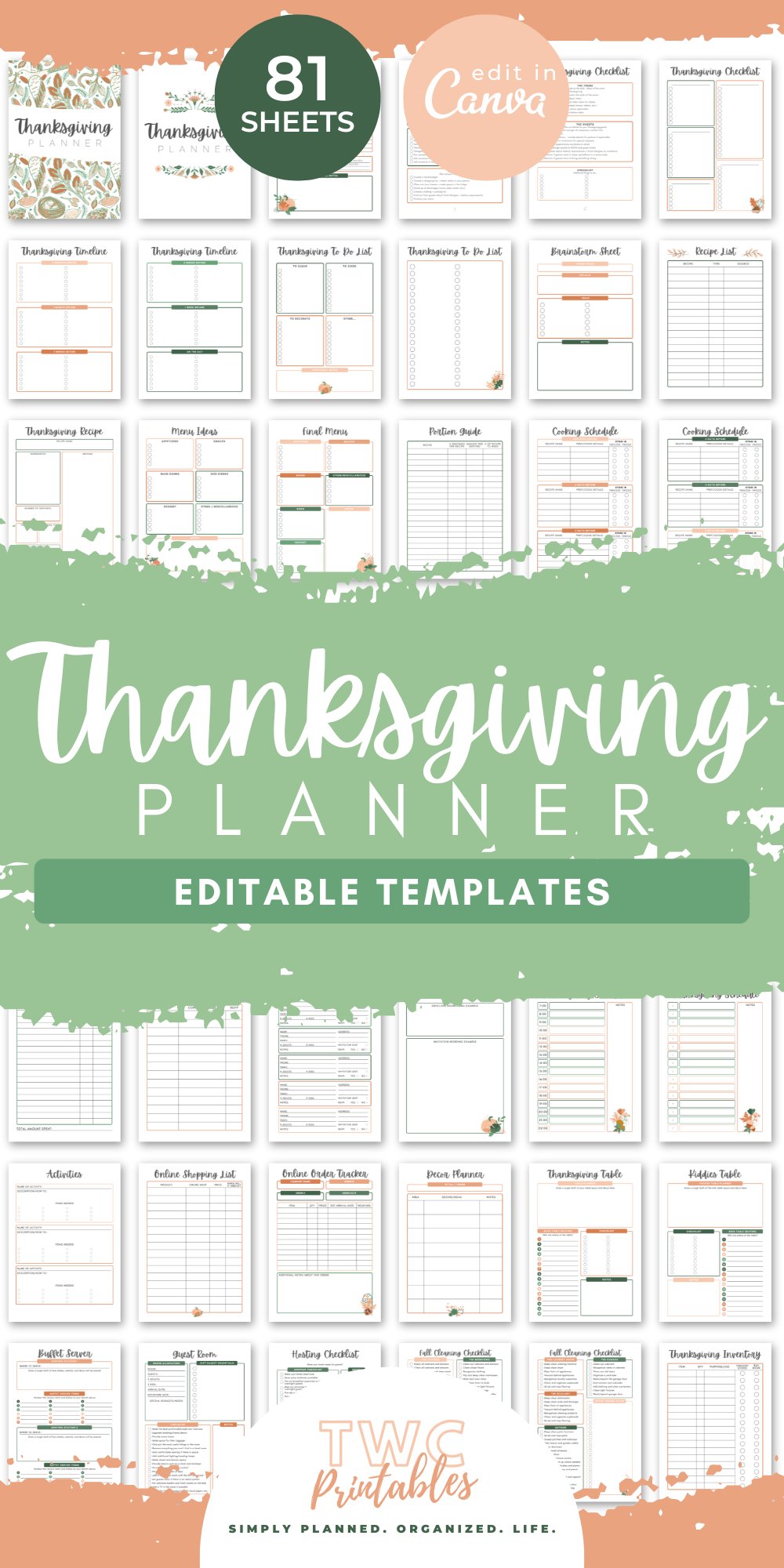 Thanksgiving planner canva templates