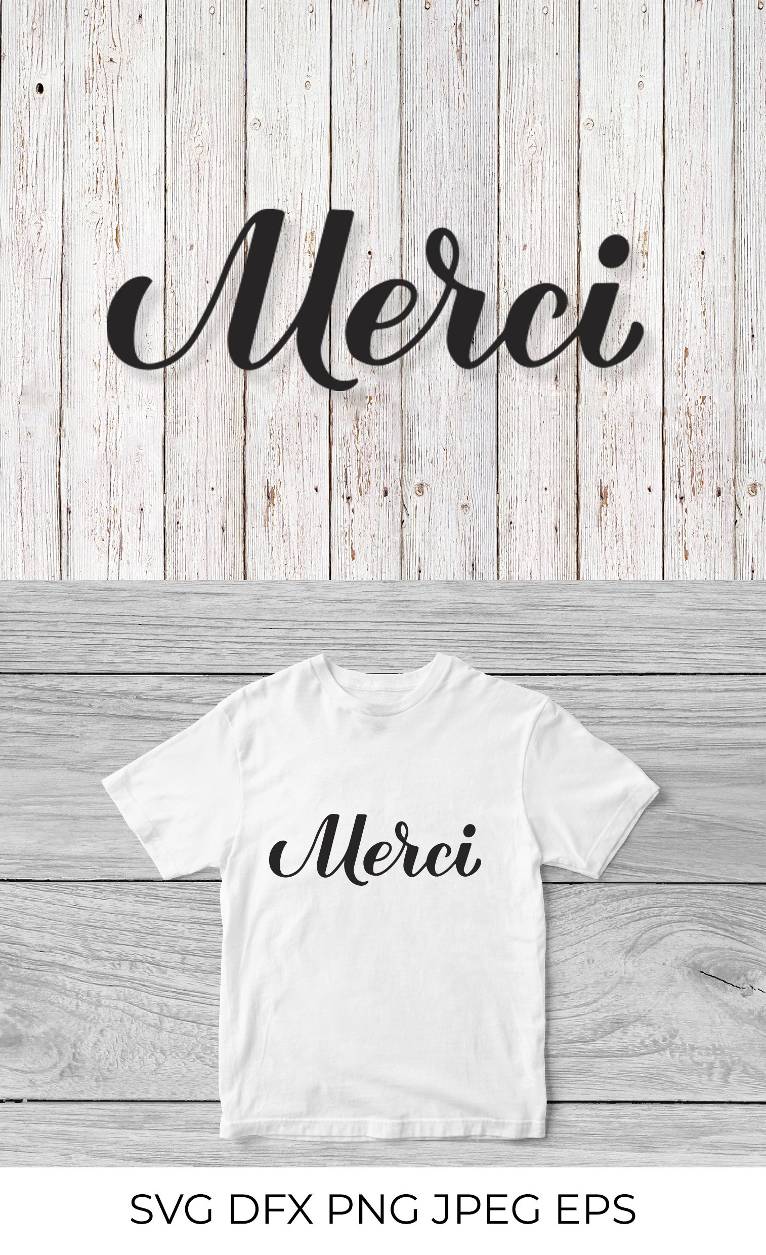 Merci SVG. Thank you calligraphy hand lettering in French