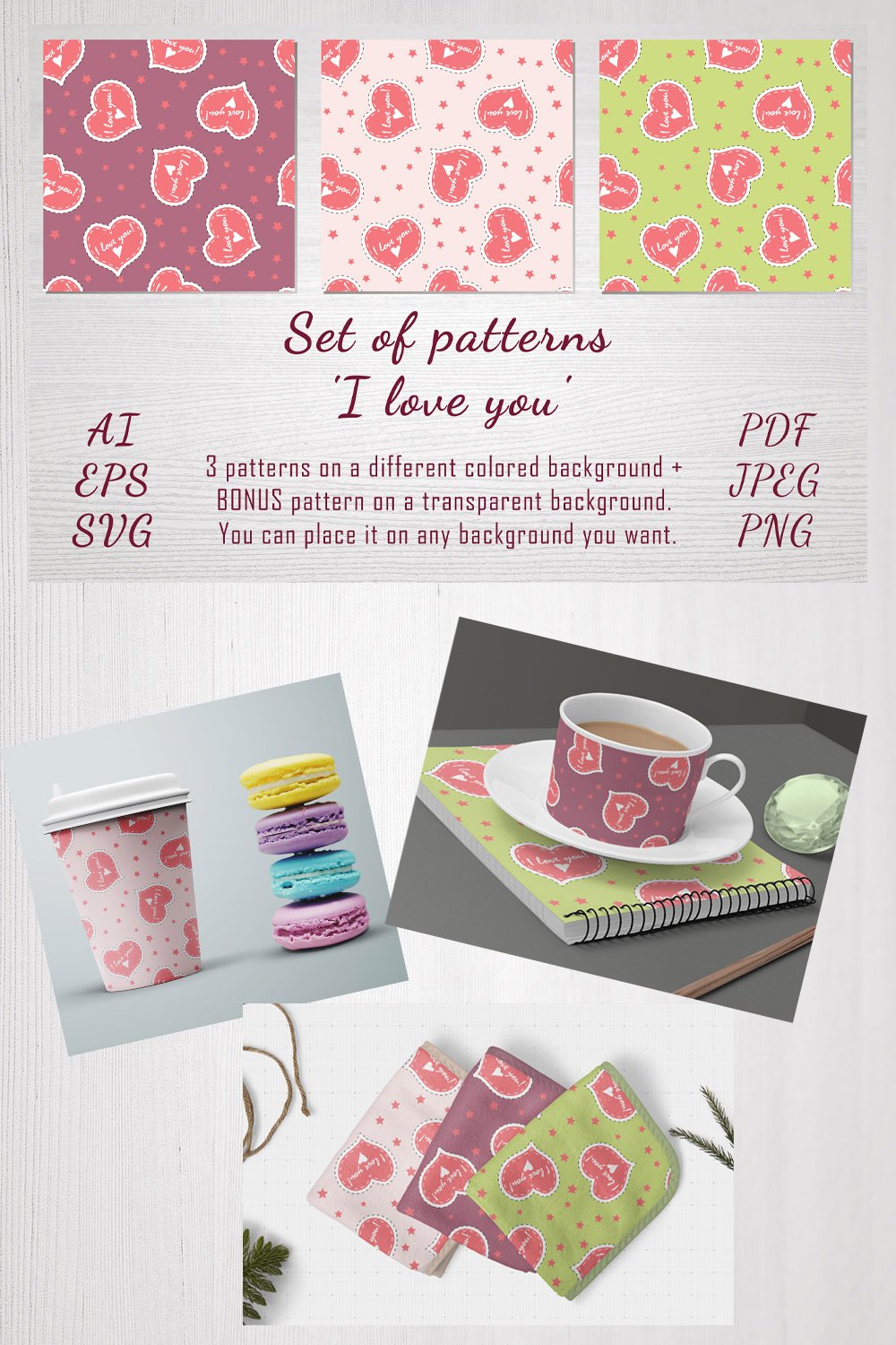 Seamless pattern 'I love you'.