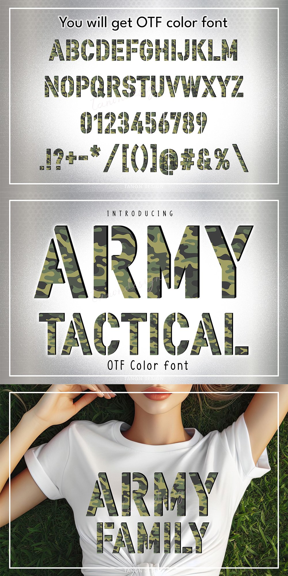 Army Tactical Military Camouflage Color font