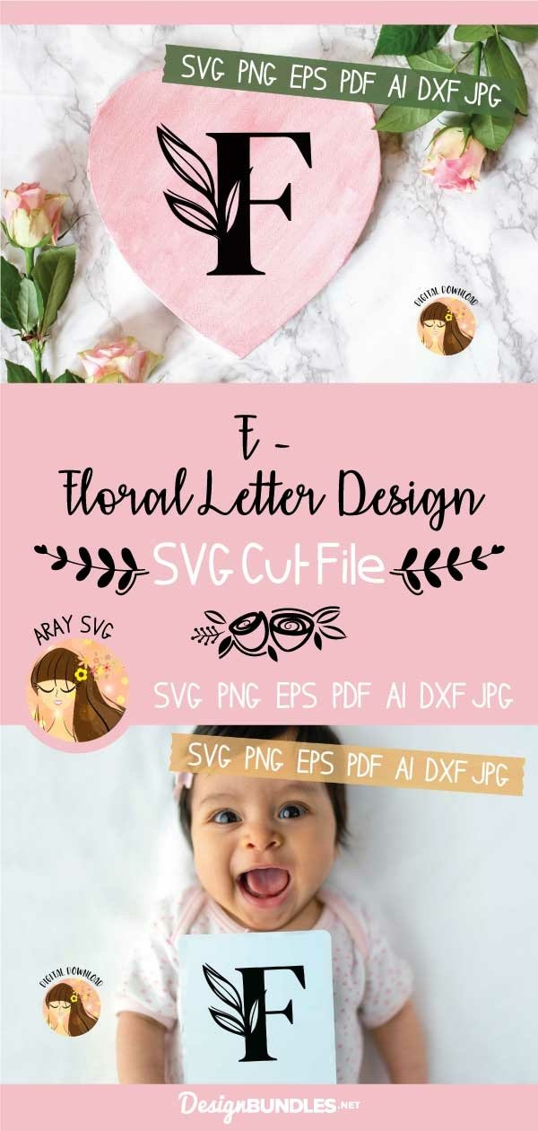 F - Floral Letter Design Svg