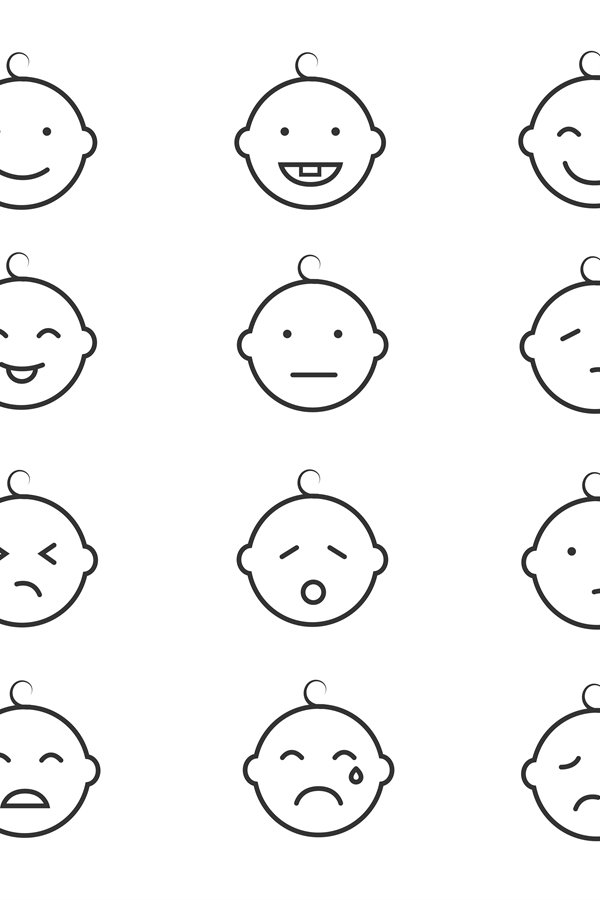 Baby smile face emoticons vector icons