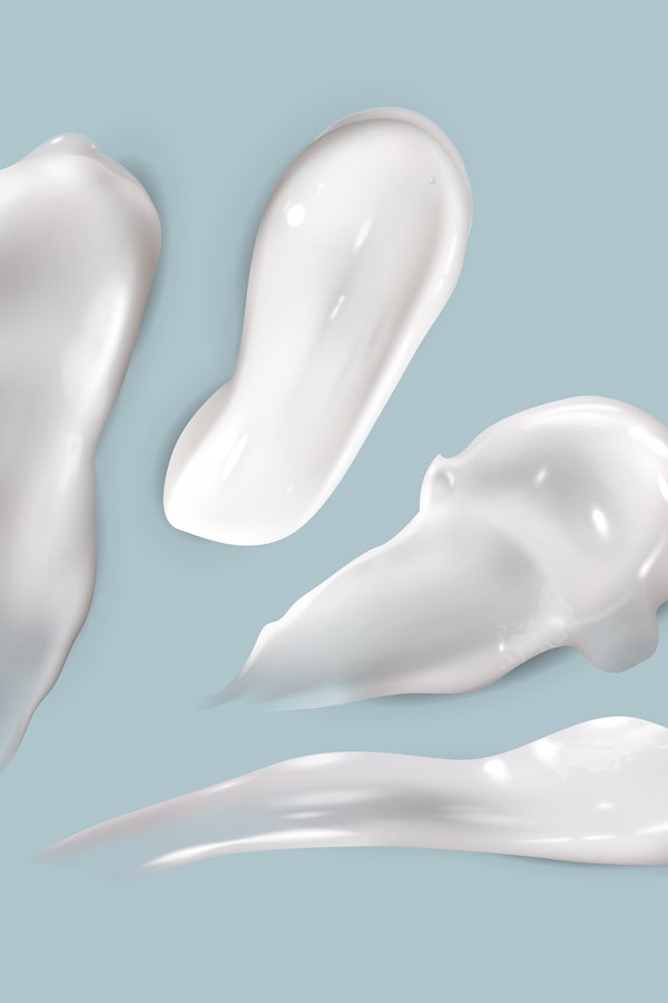 Cream smears. Realistic cosmetic white creamy drop skincare
