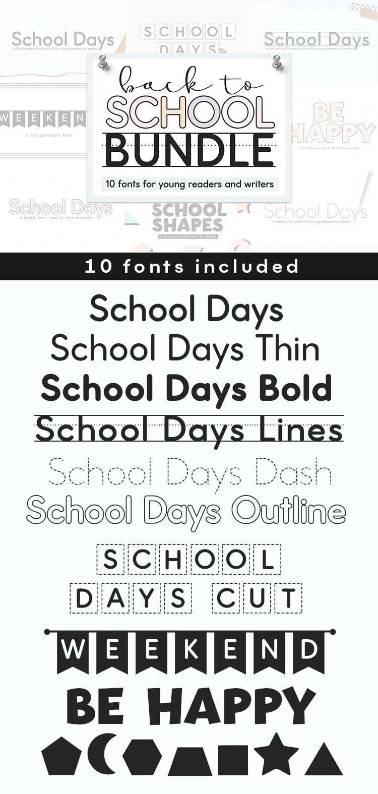 School Font Bundle - Easy to Read and Trace Fonts