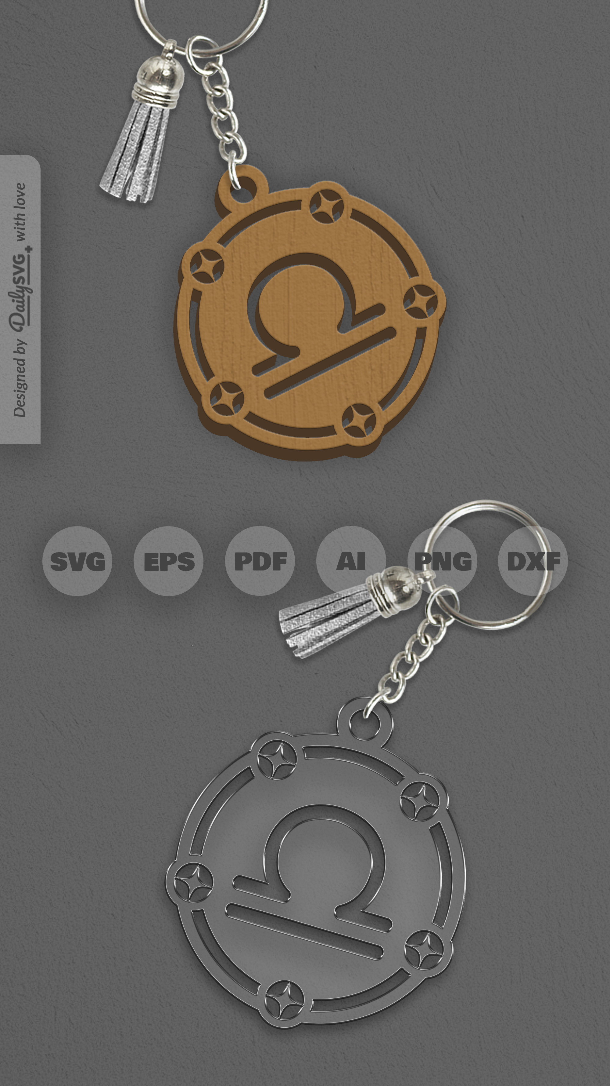 Libra Zodiac Keychain Laser Cut SVG (5912747)
