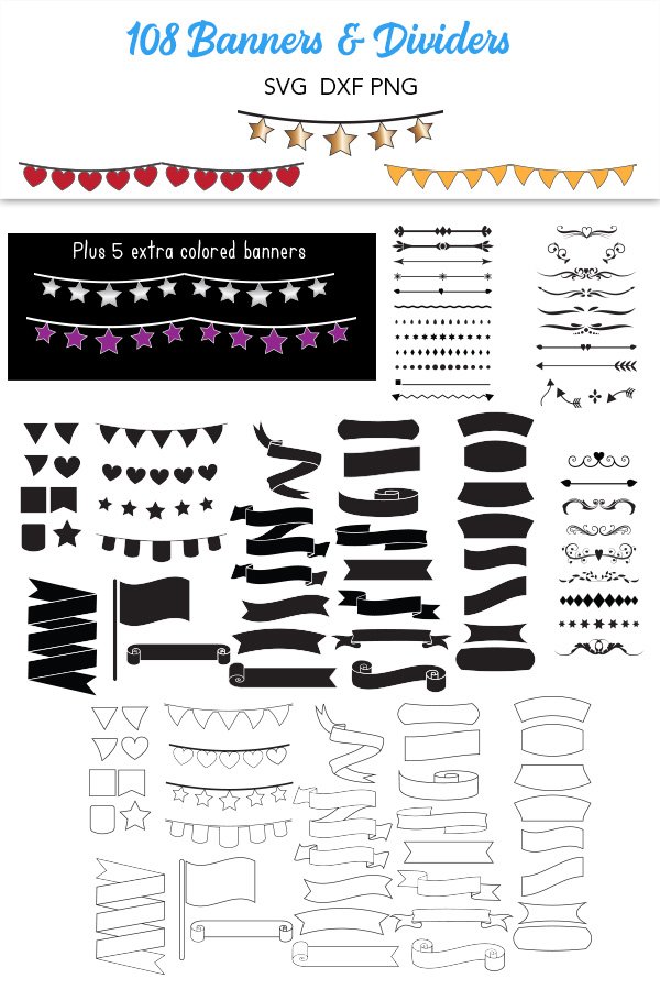 108 Banners & Dividers Bundle SVG