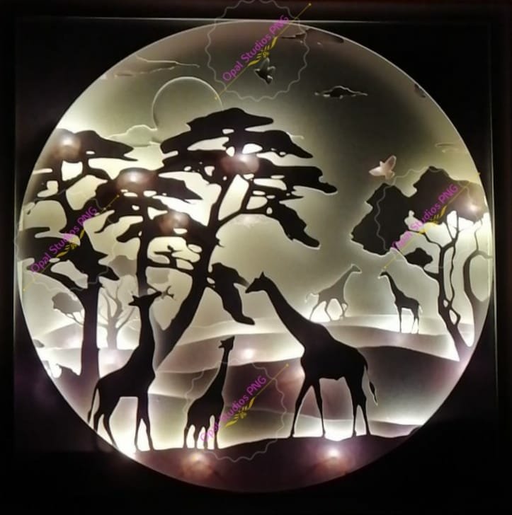 Giraffe Africa safari nature 3d layered shadow box light box