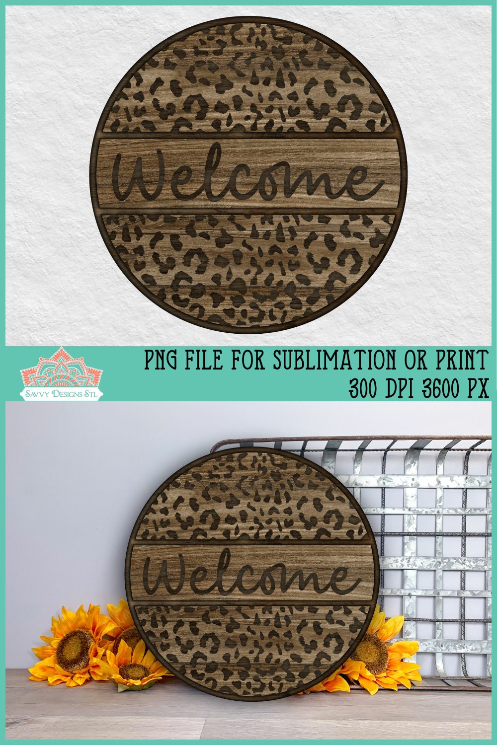 Leopard Print Welcome Sign | Round Farmhouse Sublimation