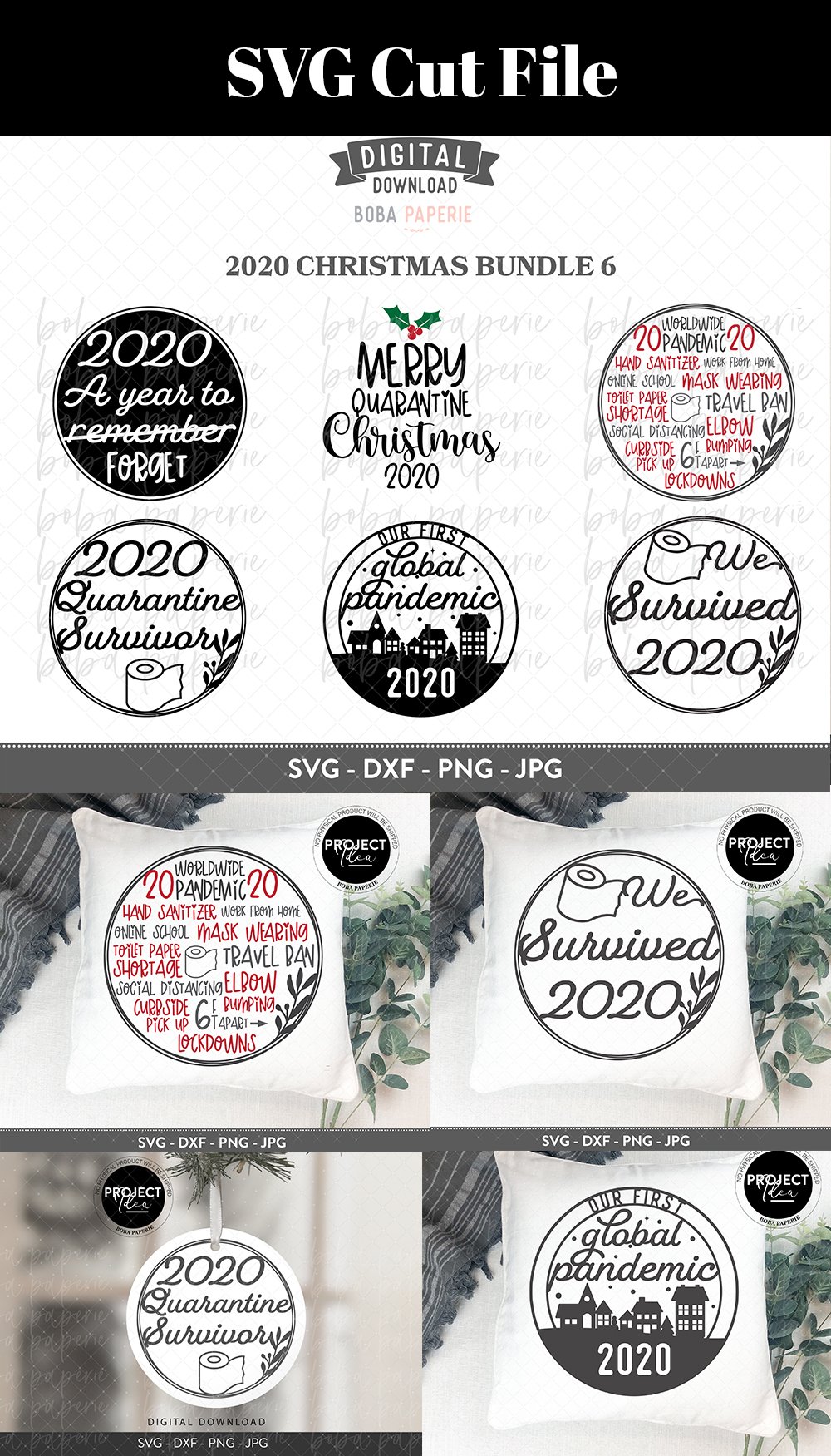 2020 Christmas Ornament Bundle 6 SVG