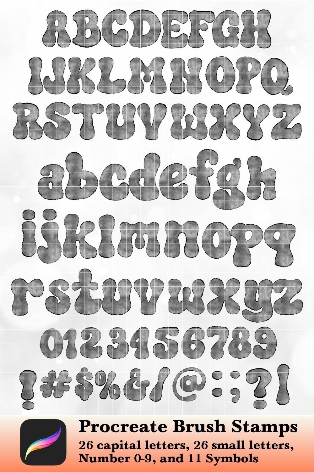Watercolor Alphabet & Number Brush Stamp Procreate