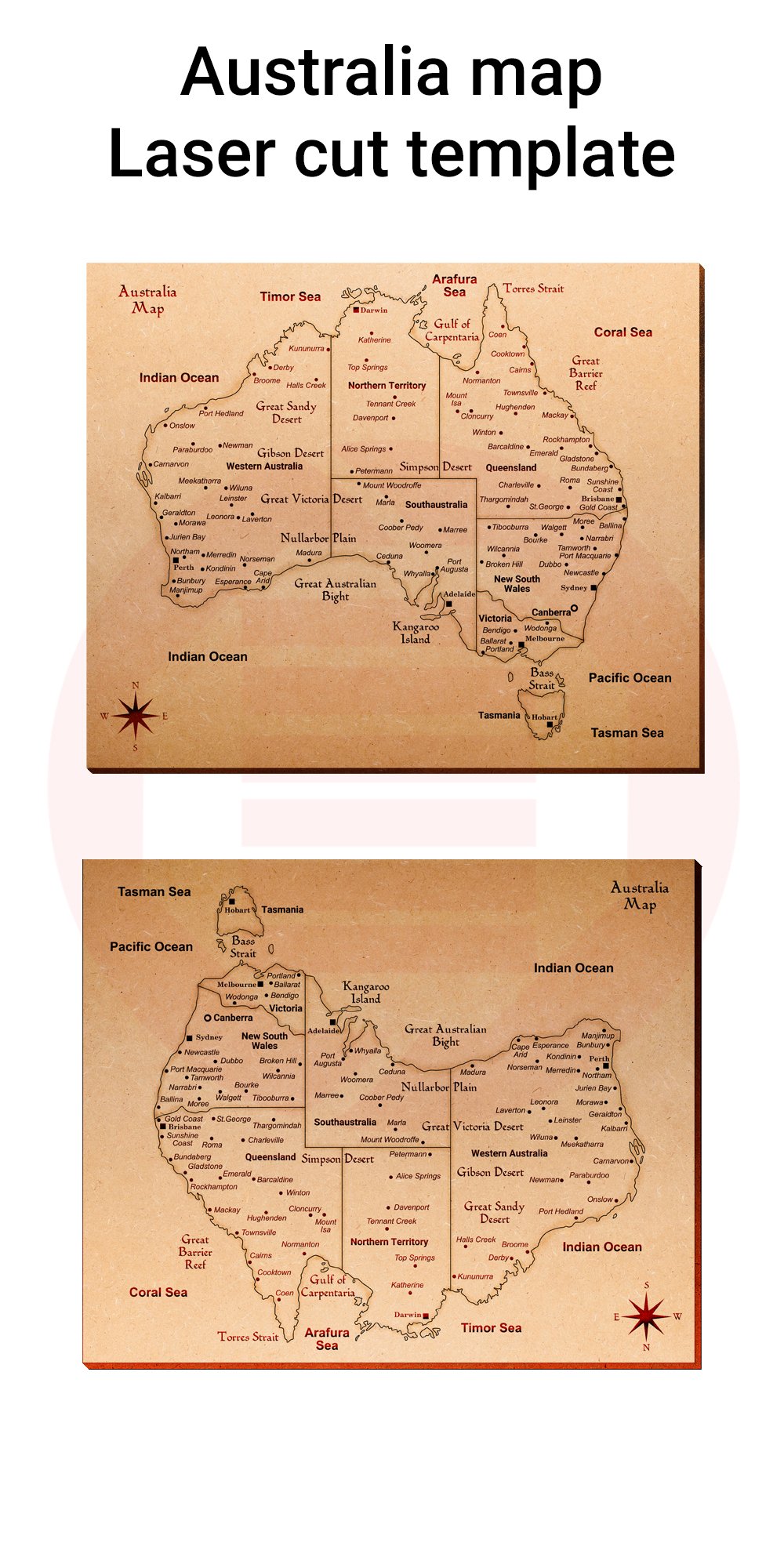 Australia wood map laser cut vector glowforge svg diy