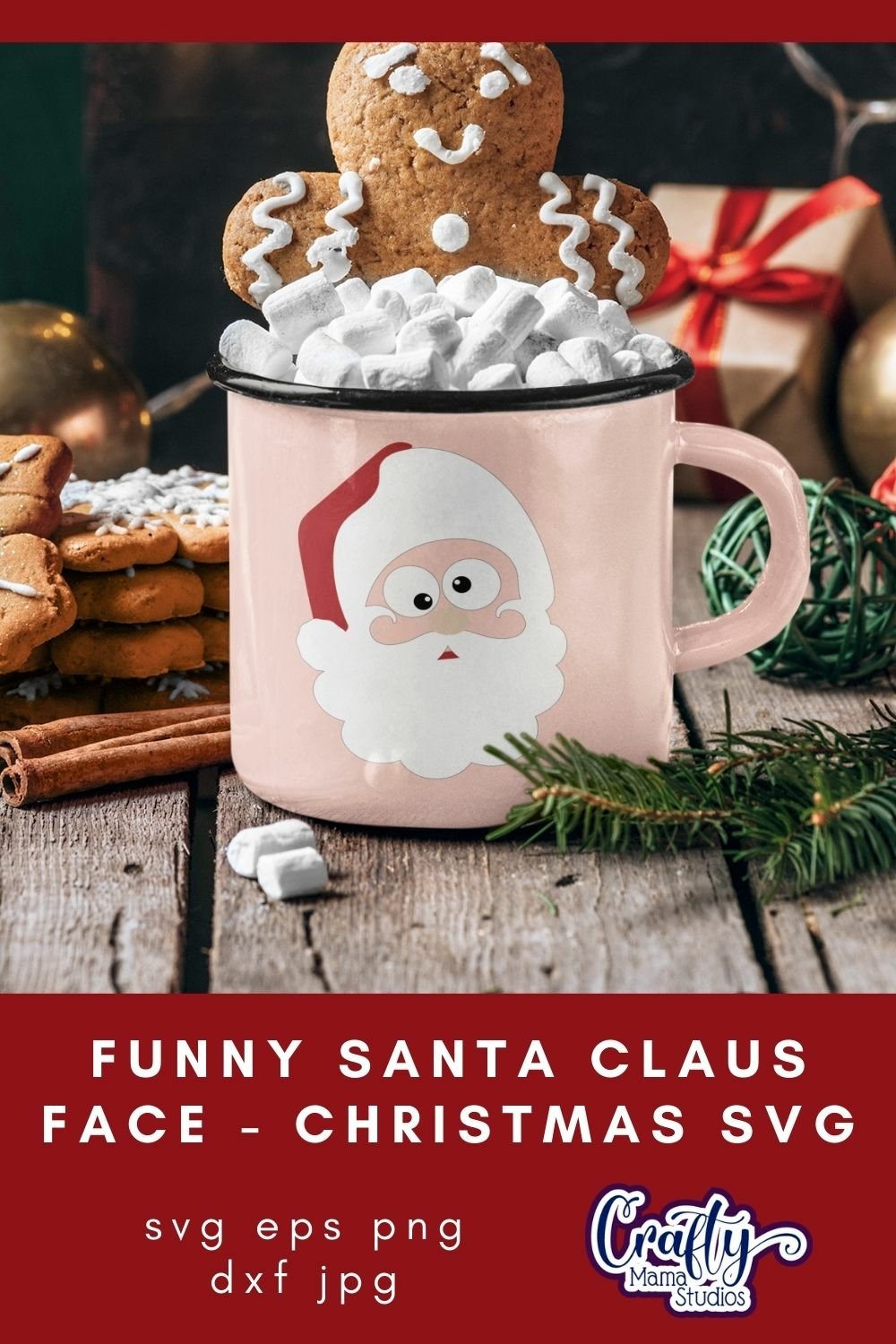 Silly Santa Face Kids Christmas Svg Design For Shirts