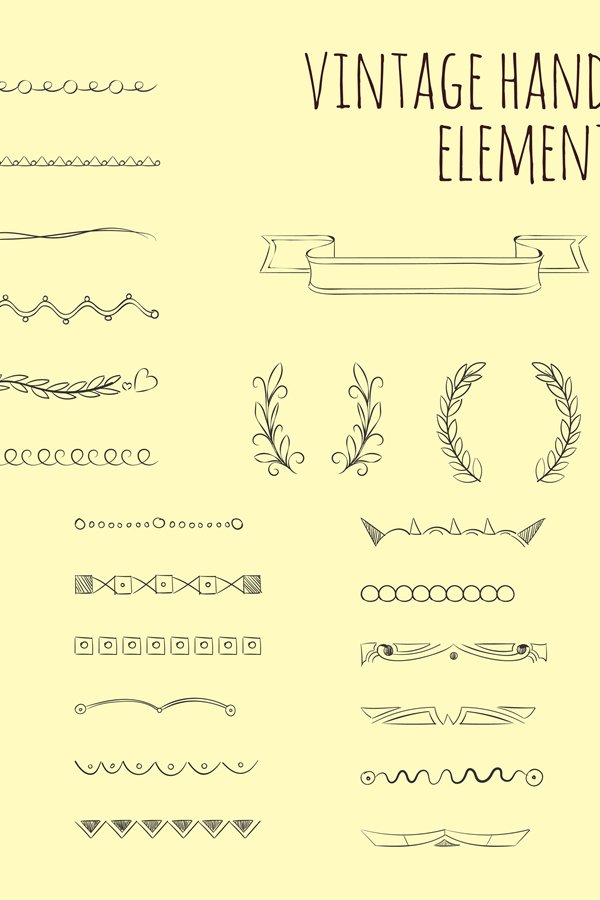 Vintage hand drawn elements