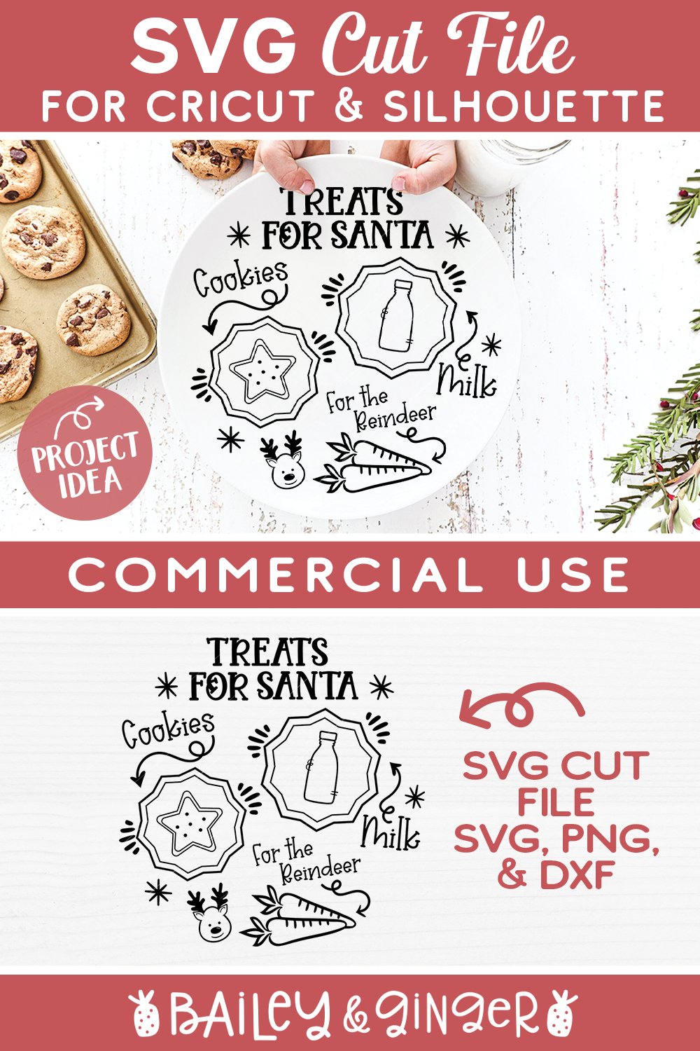 Christmas Circle Santa Tray SVG Cut File Design