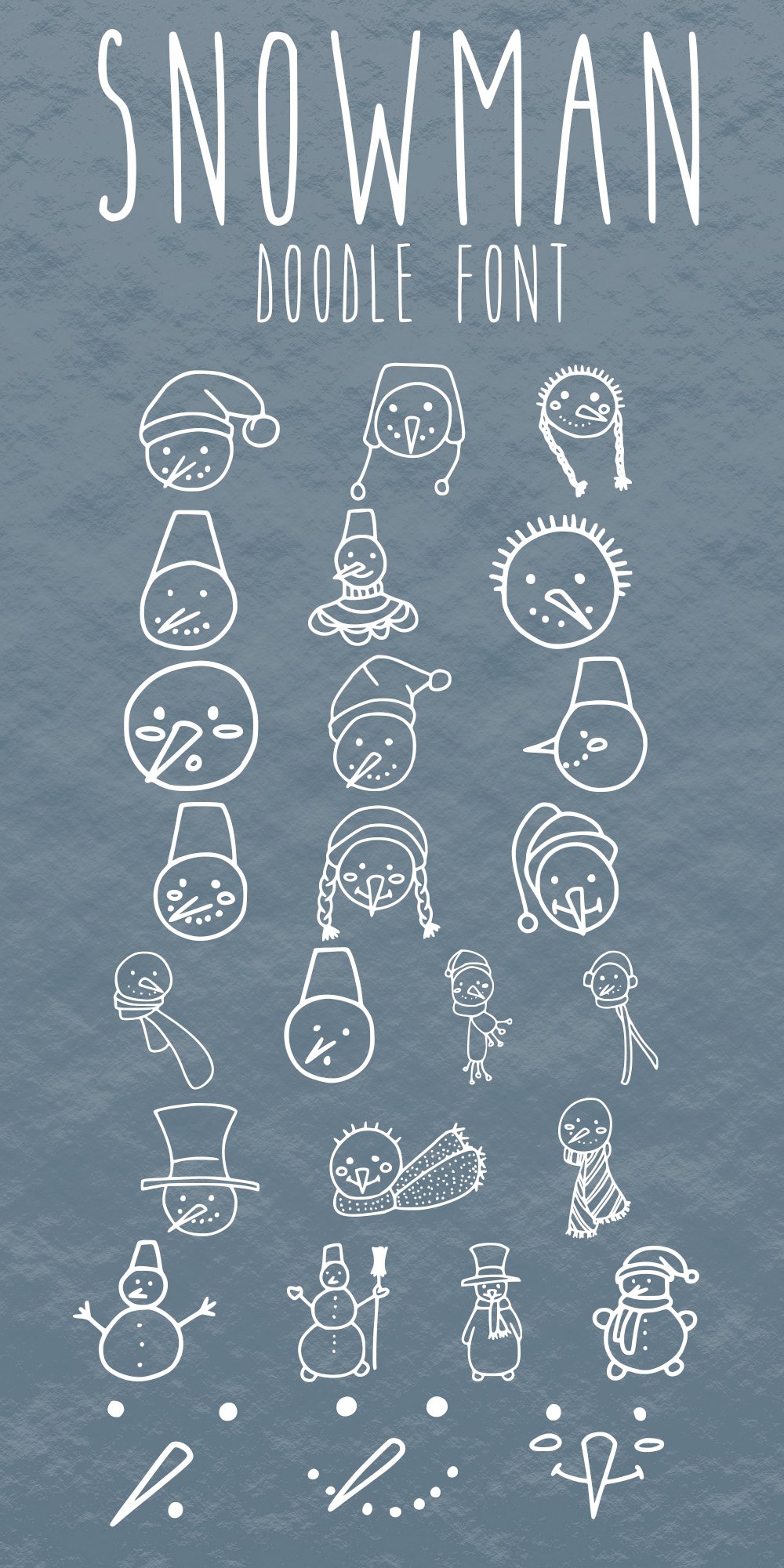Snowman doodle font in ttf and otf