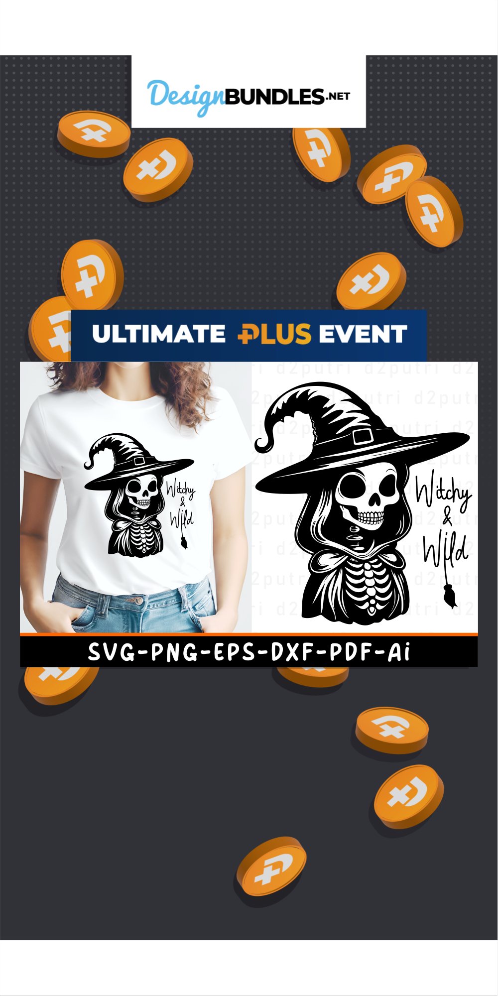 Witchy and Wild, Witch SVG, Skeleton SVG, Halloween SVG