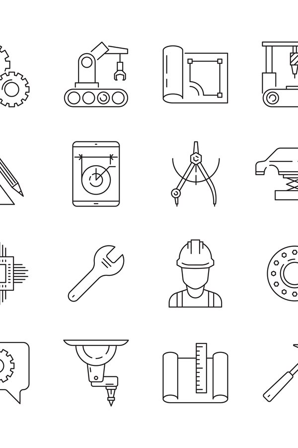 Engineering icon. Mechanical manufacturing technician engine